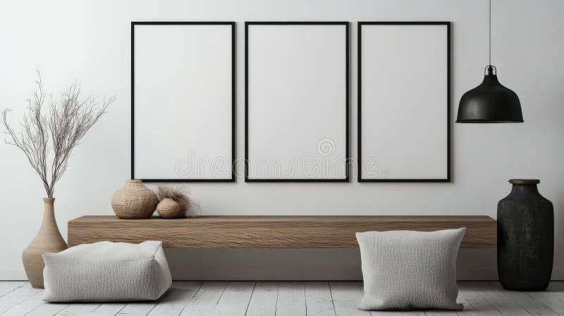 Minimal Wall Poster Realistic Mockup Stock Photo - Image of stand ...