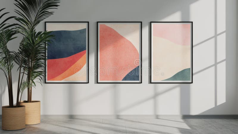 Minimal Wall Poster Realistic Mockup Stock Photo - Image of collection ...