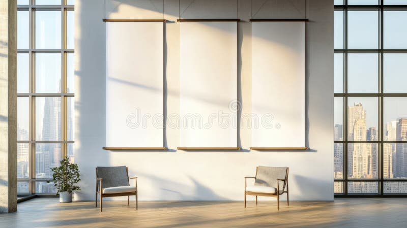 Minimal Wall Poster Realistic Mockup Stock Image - Image of template ...