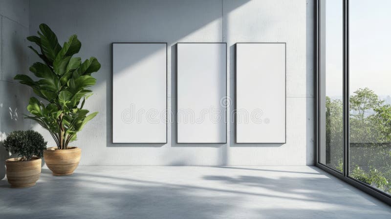 Minimal Wall Poster Realistic Mockup Stock Photo - Image of shadow ...
