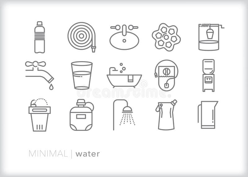 Water Icons of Sources of Clean, Drinkable, Potable Water Stock Vector ...