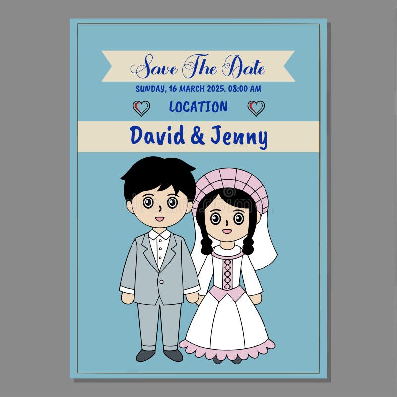 Minimal Wedding Ceremony Card Vector Illustration Stock Vector - Illustration of couple ...