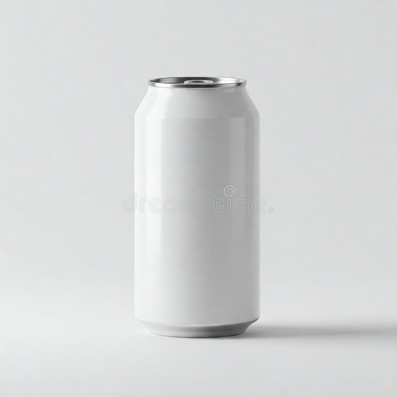 Minimal White Beverage Can on Light Background Stock Illustration ...
