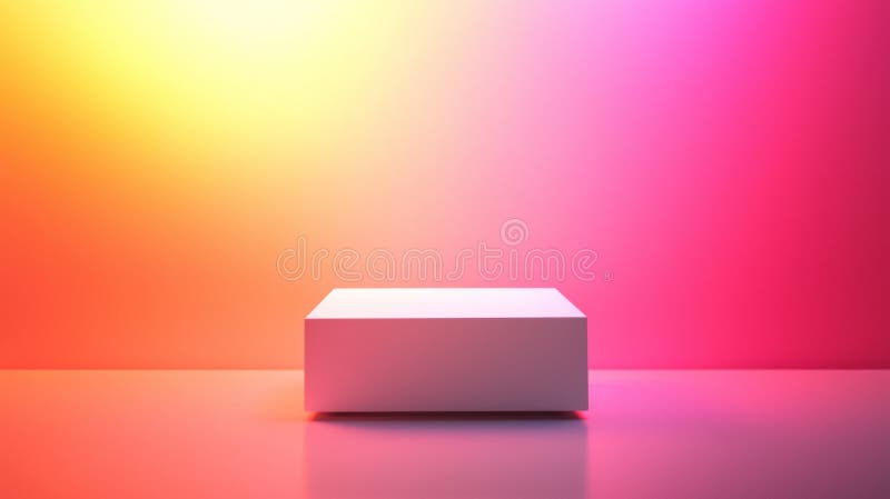 Minimal White Box on Vibrant Gradient Background of Pink and Yellow ...