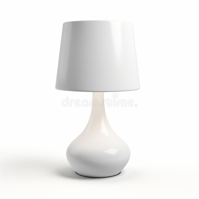 Minimal White Lamp with Large Shade - Realistic Rendering Stock ...