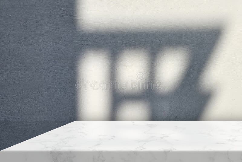 Minimal White Marble Table Corner with Shadow and Light Beam on ...