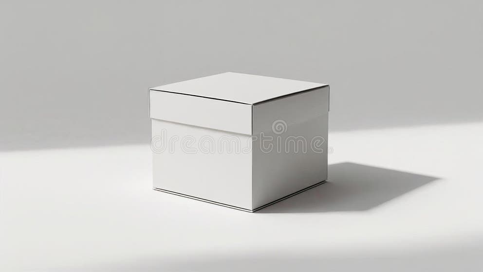 Minimal White Packaging Box with Lid in Soft Studio Lighting Stock ...
