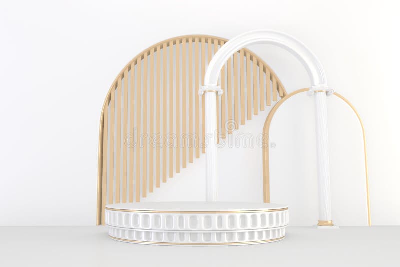 Minimal White Pedestal Design for Product Show, 3D Rendering Stock ...