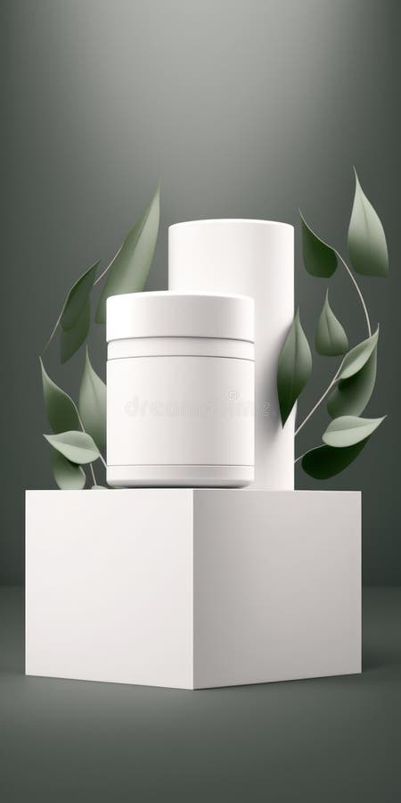 Minimal White Podium Display for Cosmetic Product Presentation Stock ...