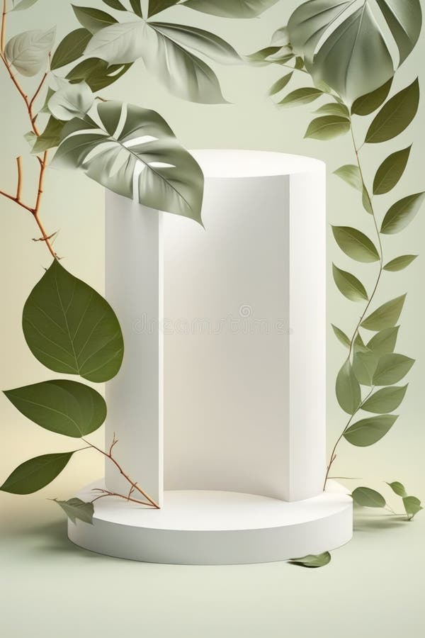 Minimal White Podium Display for Cosmetic Product Presentation Stock ...