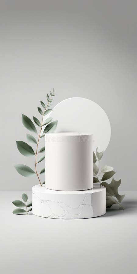 Minimal White Podium Display for Cosmetic Product Presentation Stock ...