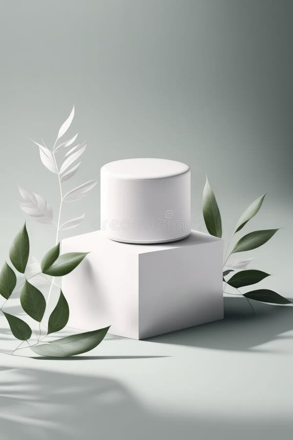 Minimal White Podium Display for Cosmetic Product Presentation Stock ...