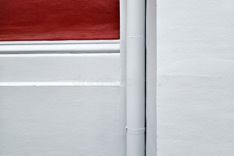 Minimal White and Red Painting Concrete with Drain Pipe Background ...