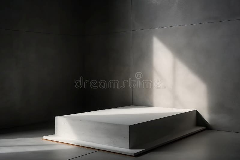 Minimal White Square Concrete Podium in Sunlight Shadow with Copy Space ...