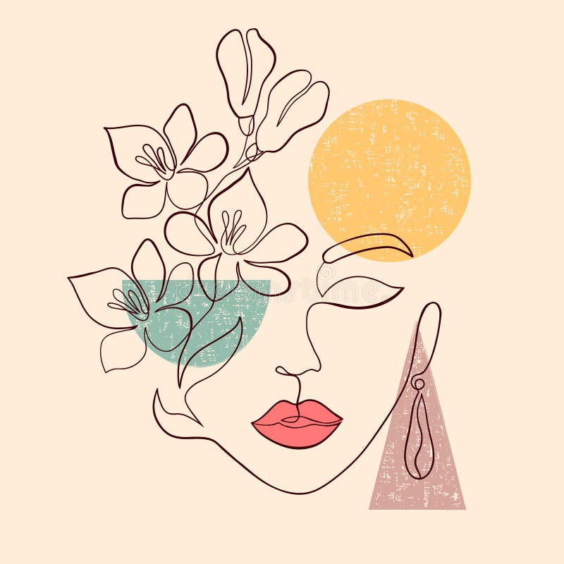 Minimal woman face. stock vector. Illustration of female - 189689606