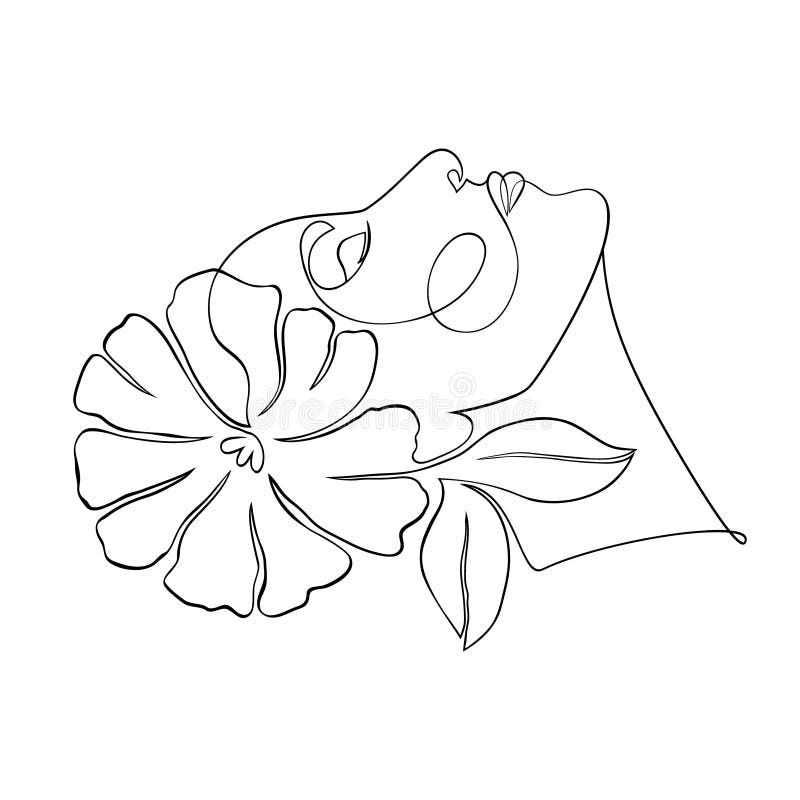 Minimal woman face stock vector. Illustration of drawing - 212281737