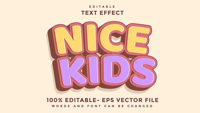 Minimal Word Nice Kids Editable Text Effect Design Template, Effect ...