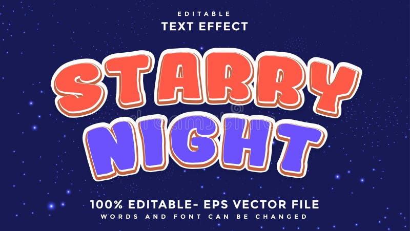 Word Starry Night Editable Text Effect Design Stock Illustrations – 4 ...
