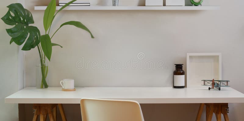 Minimal Workspace and Mock Up Desk with Office Supplies Stock Image ...