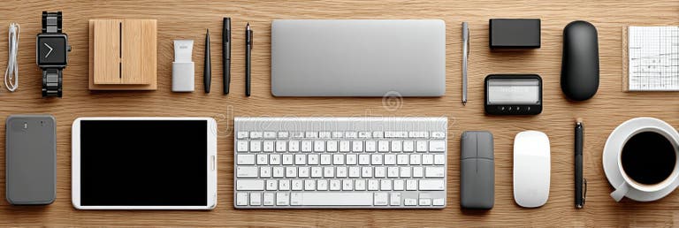 Minimal Workspace Showcasing Ergonomic Setup with Productivity Items ...