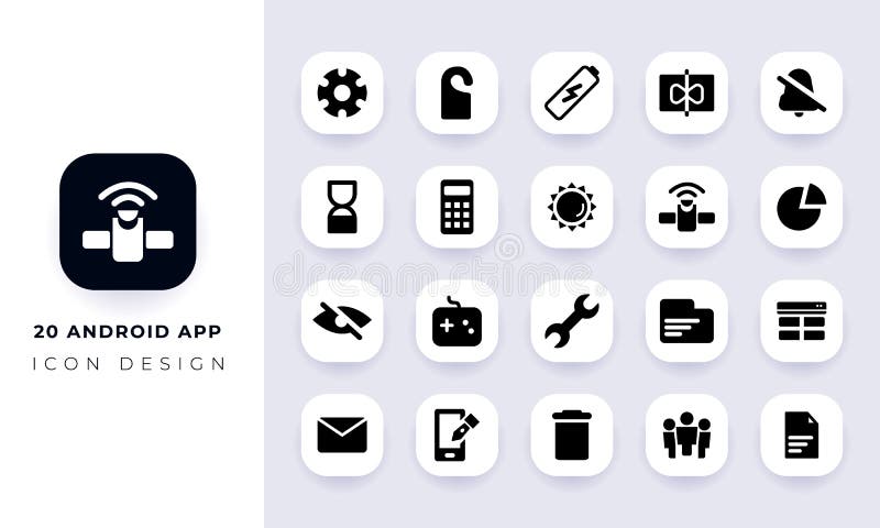 Minimale Flache Android App Icon Pack Vektor Abbildung - Illustration ...