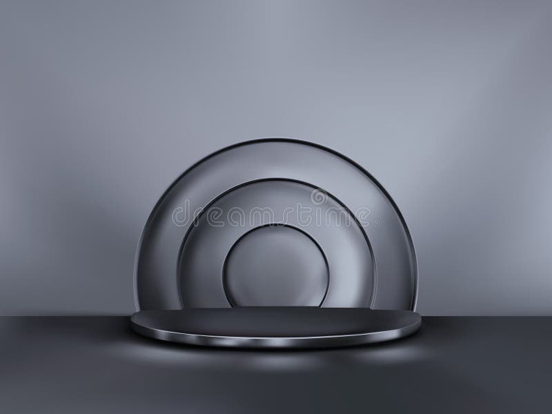 Minimalism Abstract Background with a Pedestal. 3d Vector Black Stage ...