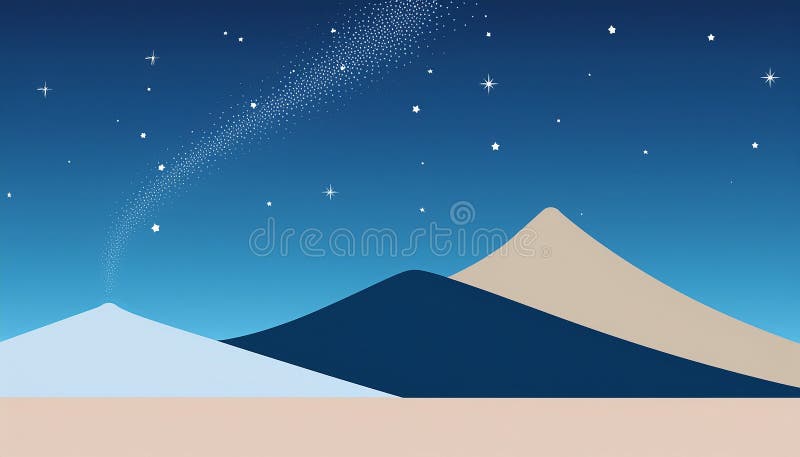 Minimalism, Abstract Illustration of Mountains and a Milky Way Stock ...