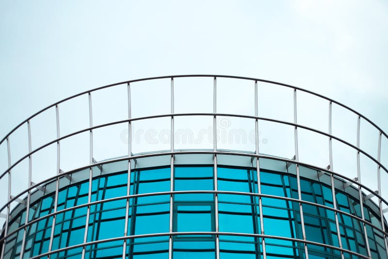 Minimalism Blue Reflective Office Building Wall in Bottom and the ...