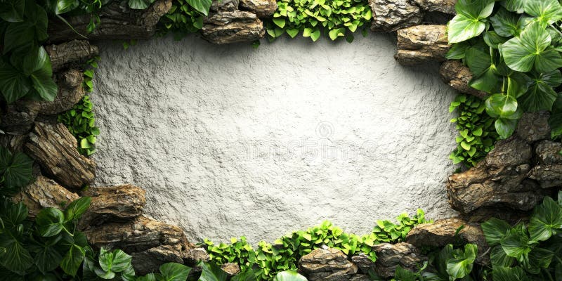 Minimal 3D Isolated Frame with Natural Textures and Plants Stock ...