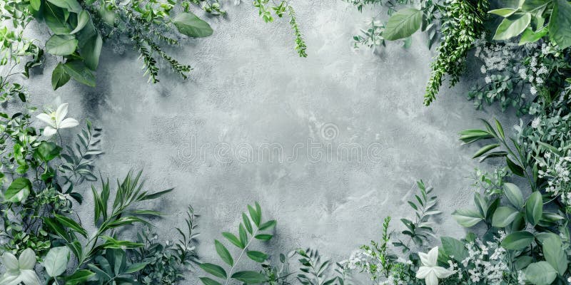 Natural Frame with Earth Textures and Greenery in 3D Stock Illustration ...