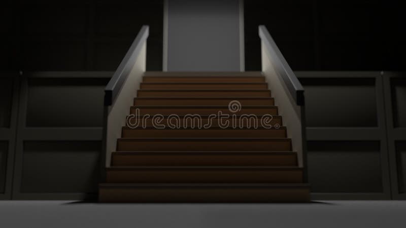 Dark Stair With Light. 3D Illustration Stock Illustration ...