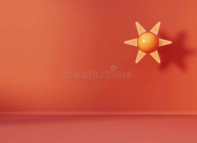 Minimalism Empty Interior Scene with Cartoon Styled Abstract Sun Stock ...