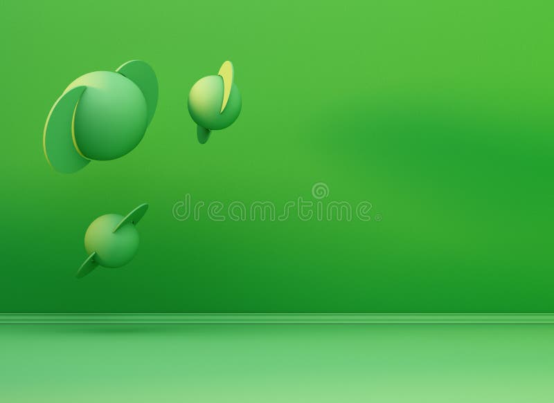 Minimalism Green Color Empty Interior Scene with Abstract Objects Stock ...