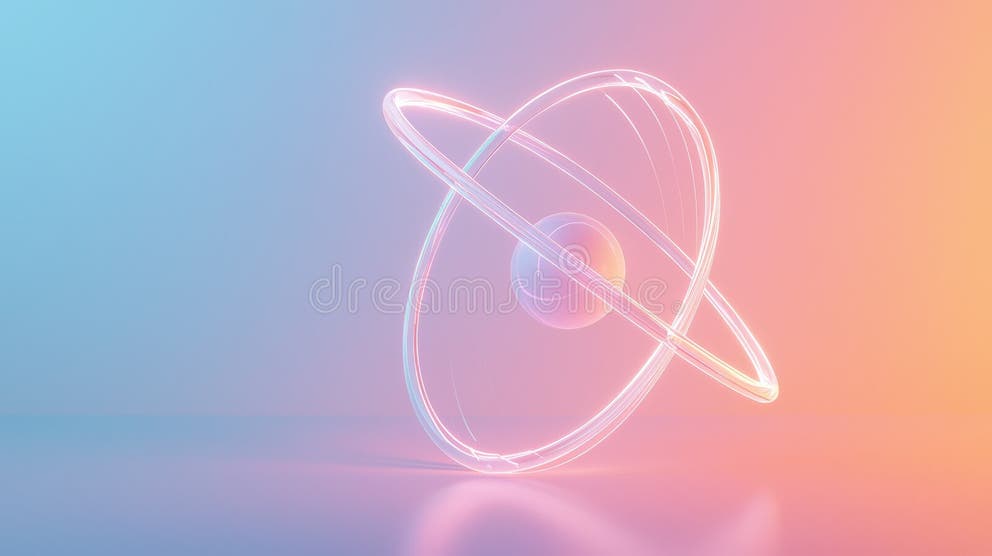 Minimalist 3D Quantum Science Banner with Atomic Pattern Stock ...