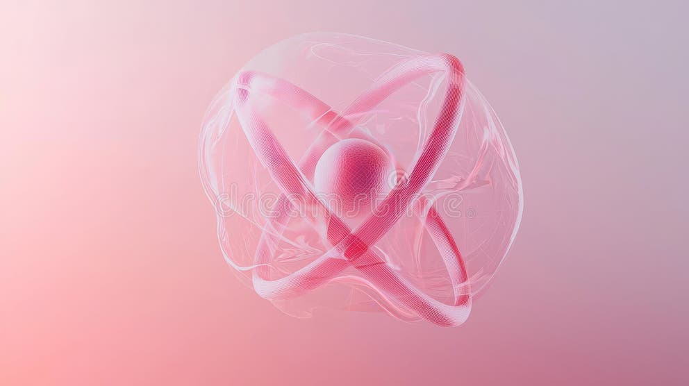 Minimalist 3D Quantum Science Banner with Atomic Pattern Stock ...