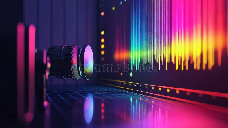 Minimalist 3D Banner with Spectral Analyzer and Light Spectrum Stock ...