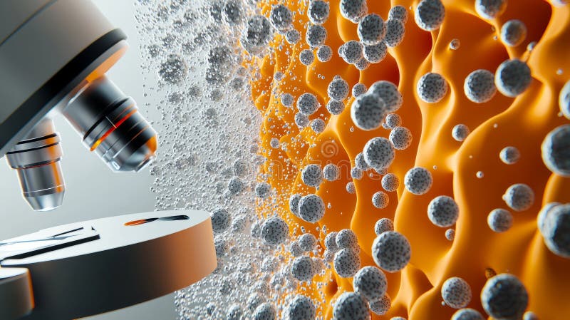 Microscope Banner with Biological Pattern Minimalistic Isolated 3D ...