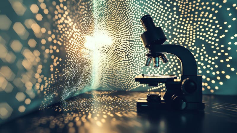 Microscope Banner with Biological Pattern Minimalistic Isolated 3D ...