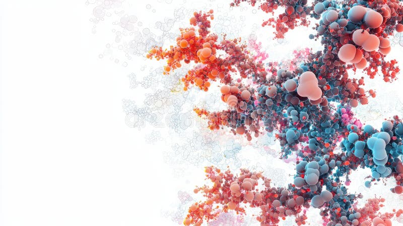 Minimalistic 3D Protein Structure Image with Chemical Patterns Stock ...