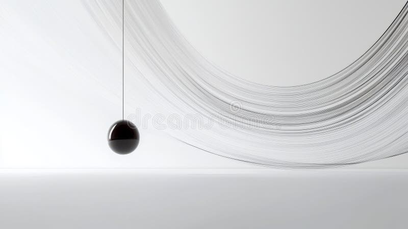 Minimalistic 3D Physics Banner with Simple Pendulum Illustration Stock ...