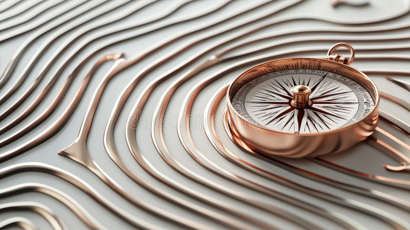 Stylized Compass on Left Side with Magnetic Field Lines Background ...