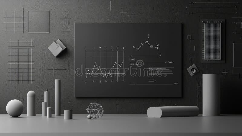 Minimalist 3D Banner with Mathematical Symbols and Formulas Stock ...
