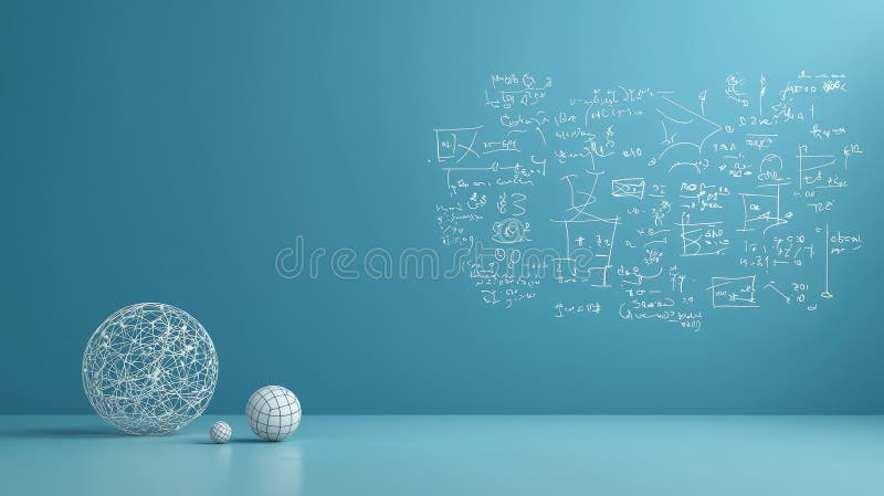 Minimalist 3D Banner with Mathematical Symbols and Formulas Stock ...