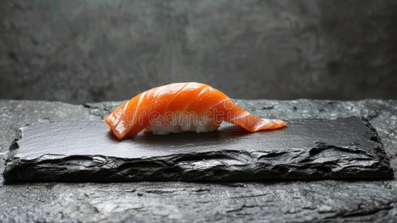 Minimalism at Its Finest with a Single Piece of Sushi on a Slate Stock ...