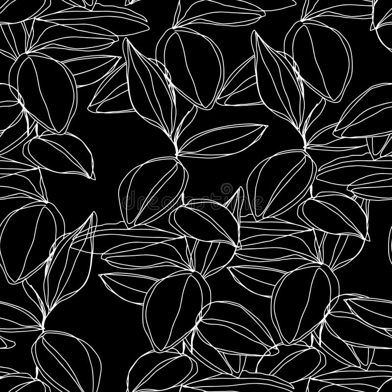 Minimalism Line Art Foliage Vector Seamless Pattern Stock Vector ...