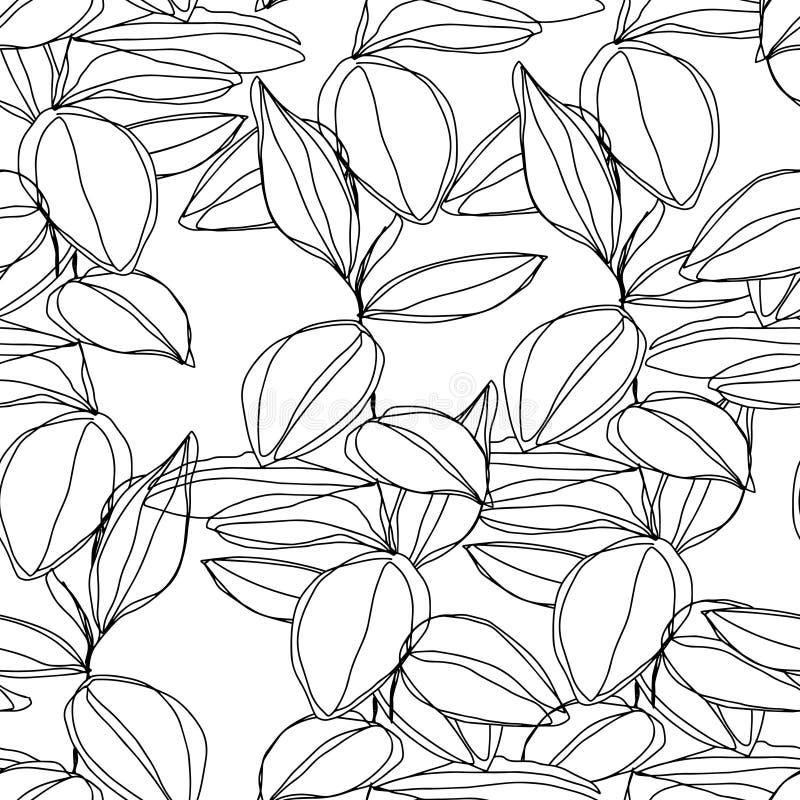 Minimalism Line Art Foliage Vector Seamless Pattern Stock Vector ...
