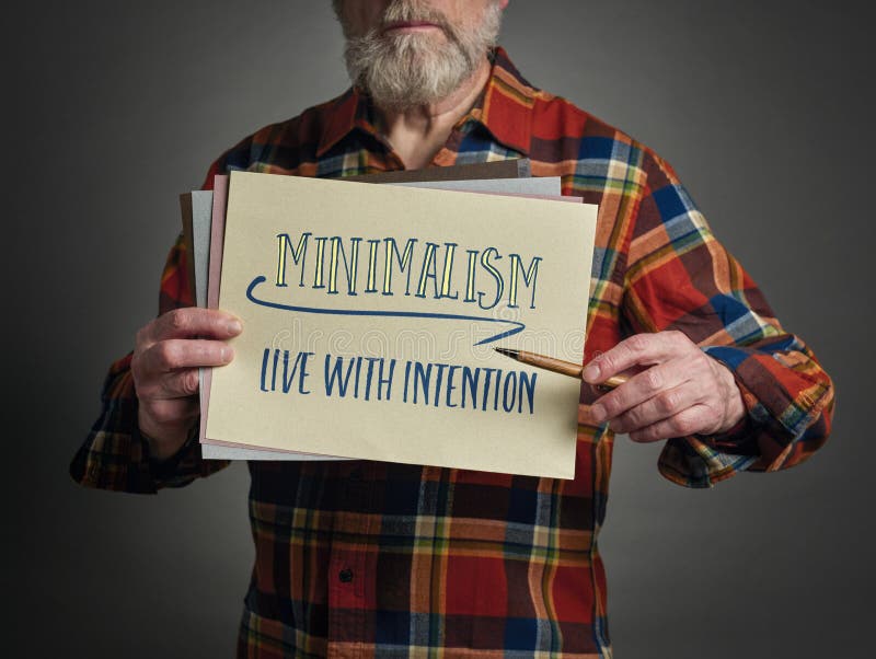 Minimalism, Live with Intention - Inspirational Note Held by a Senior ...