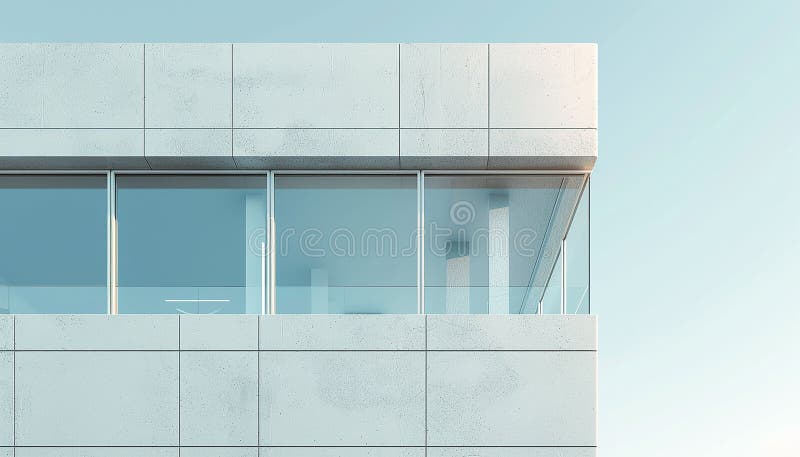 Minimalism, Modern Building in Blue Tones Stock Illustration ...