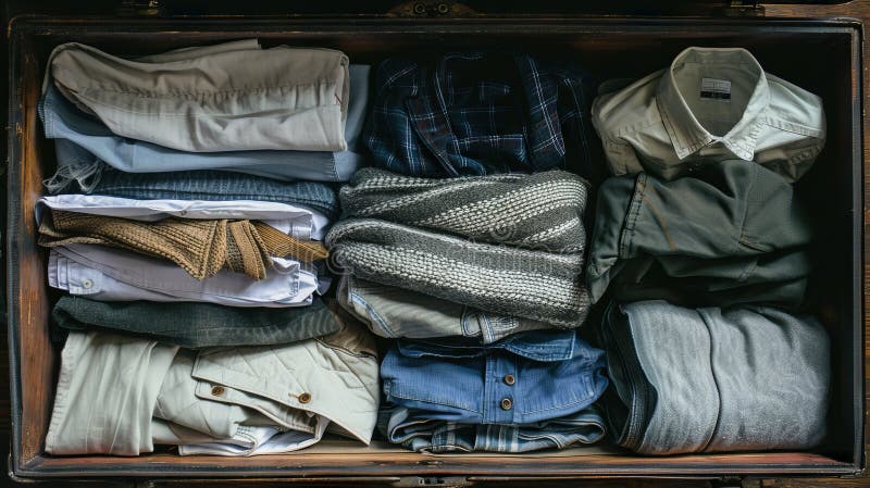 Neatly Folded Clothes and Essentials in a Suitcase. Stock Illustration ...