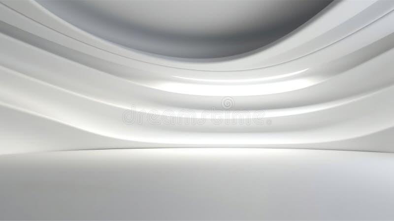 Minimalism White Indoor Space with Curvy Surface, Futuristic ...